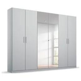 Drehtürenschrank Rauch "Koluna" Schränke Gr. B/H/T: 271cm x 210cm x 54cm, 6 St., grau (seidengrau) mit Spiegel, inkl. 2 Innenschubladen sowie extra Böden