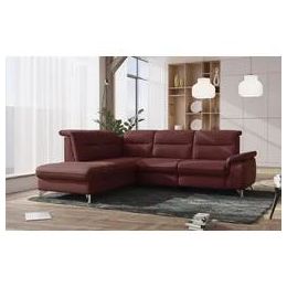 Sit & More Ecksofa SIT & MORE "Astoria L-Form" Sofas Gr. B/H/T: 256cm x 91cm x 225cm, Luxus-Microfaser ALTARA NUBUCK, Ottomane links, mit Kopfteilverstellung-mit Armlehnfunktion-mit Relaxfunktion motorisch im Sofa 2,5-sitzig, rot (bordeaux) wahlweise mit motorischer Relaxfunktion