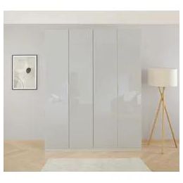 Drehtürenschrank Rauch "Kleiderschrank Schrank Garderobe KOLUNA mit hochwertiger Glasfront" Schränke Gr. B/H/T: 181cm x 210cm x 54cm, 4 St., grau (seidengrau/glas seidengrau) inkl. 2 Innenschubladen sowie extra Einlegeböden MADE IN GERMANY