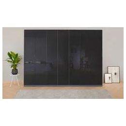 Drehtürenschrank Rauch "Kleiderschrank Schrank Garderobe KOLUNA mit hochwertiger Glasfront" Schränke Gr. B/H/T: 315cm x 210cm x 54cm, 7 St., grau (graumetallic/glas basalt) inkl. 2 Innenschubladen sowie extra Einlegeböden MADE IN GERMANY