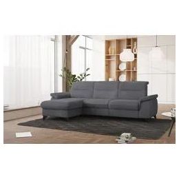 Sit & More Ecksofa SIT & MORE "Astoria L-Form" Sofas Gr. B/H/T: 260cm x 91cm x 175cm, Flachgewebe, Recamiere links, mit Kopfteilverstellung-mit Armlehnfunktion-mit Relaxfunktion motorisch im Sofa 2,5-sitzig-mit Relaxfunktion motorisch in Recamiere, grau (anthrazit) wahlweise mit motorischer Relaxfunktion