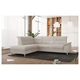 Sit & More Ecksofa SIT & MORE "Astoria L-Form" Sofas Gr. B/H/T: 256cm x 91cm x 225cm, Flachgewebe, Ottomane links, mit Kopfteilverstellung-mit Armlehnfunktion-ohne Relaxfunktion motorisch im Sofa 2,5-sitzig, beige (nature) wahlweise mit motorischer Relaxfunktion