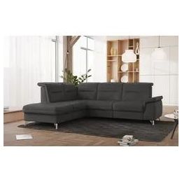 Sit & More Ecksofa SIT & MORE "Astoria L-Form" Sofas Gr. B/H/T: 256cm x 91cm x 225cm, Microfaser, Ottomane links, mit Kopfteilverstellung-mit Armlehnfunktion-ohne Relaxfunktion motorisch im Sofa 2,5-sitzig, grau (anthrazit) wahlweise mit motorischer Relaxfunktion