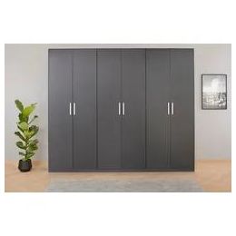 Drehtürenschrank Rauch "Kleiderschrank Schrank Garderobe KOLUNA mit Dekor-Front" Schränke Gr. B/H/T: 271cm x 229cm x 54cm, 6 St., grau (graumetallic) inkl. 2 Innenschubladen sowie extra Einlegeböden MADE IN GERMANY