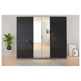 Drehtürenschrank Rauch "Kleiderschrank Schrank Garderobe KOLUNA mit Glastüren und Spiegel" Schränke Gr. B/H/T: 271cm x 210cm x 54cm, 6 St., grau (graumetallic/glas basalt) inkl. 2 Innenschubladen sowie extra Einlegeböden MADE IN GERMANY