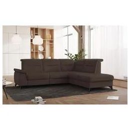 Sit & More Ecksofa SIT & MORE "Astoria L-Form" Sofas Gr. B/H/T: 256cm x 91cm x 225cm, Microfaser, Ottomane rechts, ohne Kopfteilverstellung-ohne Armlehnfunktion-ohne Relaxfunktion motorisch im Sofa 2,5-sitzig, braun wahlweise mit motorischer Relaxfunktion