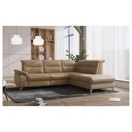 Sit & More Ecksofa SIT & MORE "Astoria L-Form" Sofas Gr. B/H/T: 256cm x 91cm x 225cm, Luxus-Microfaser ALTARA NUBUCK, Ottomane rechts, mit Kopfteilverstellung-mit Armlehnfunktion-ohne Relaxfunktion motorisch im Sofa 2,5-sitzig, braun (macciato) wahlweise mit motorischer Relaxfunktion