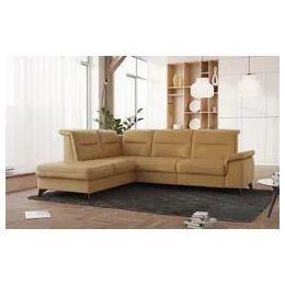 Sit & More Ecksofa SIT & MORE "Astoria L-Form" Sofas Gr. B/H/T: 256cm x 91cm x 225cm, Microfaser, Ottomane links, ohne Kopfteilverstellung-ohne Armlehnfunktion-ohne Relaxfunktion motorisch im Sofa 2,5-sitzig, gelb (dijon) wahlweise mit motorischer Relaxfunktion