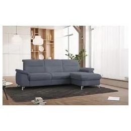 Sit & More Ecksofa SIT & MORE "Astoria L-Form" Sofas Gr. B/H/T: 260cm x 91cm x 175cm, Flachgewebe, Recamiere rechts, mit Kopfteilverstellung-mit Armlehnfunktion-ohne Relaxfunktion motorisch im Sofa 2,5-sitzig-ohne Relaxfunktion motorisch in Recamiere, blau (graublau) wahlweise mit motorischer Relaxfunktion