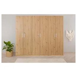 Drehtürenschrank Rauch "Kleiderschrank Schrank Garderobe KOLUNA mit Dekor-Front" Schränke Gr. B/H/T: 271cm x 229cm x 54cm, 6 St., braun (eiche artisan) inkl. 2 Innenschubladen sowie extra Einlegeböden MADE IN GERMANY