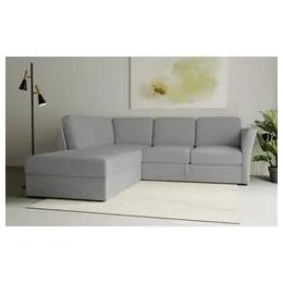 Ecksofa Home Affaire "Lavars, L-Form, Schlafsofa" Sofas Gr. B/H/T: 241cm x 90cm x 226cm, Webstoff, Ottomane links, grau (warm grey) mit Bettfunktion und Stauraum, in zwei verschiedenen Bezugsqualitäten