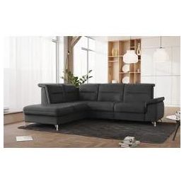 Sit & More Ecksofa SIT & MORE "Astoria L-Form" Sofas Gr. B/H/T: 256cm x 91cm x 225cm, Luxus-Microfaser in Lederoptik, Ottomane links, ohne Kopfteilverstellung-ohne Armlehnfunktion-ohne Relaxfunktion motorisch im Sofa 2,5-sitzig, grau (anthrazit) wahlweise mit motorischer Relaxfunktion