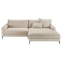 Ecksofa Inosign "Downtown, B/T/H: 272/190/84 cm L-Form" Sofas Gr. B/H/T: 272cm x 84cm x 190cm, Bouclé, Recamiere rechts, beige (natur) weicher Sitzkomfort auch in Cord und Bouclé, incl. Zierkissen