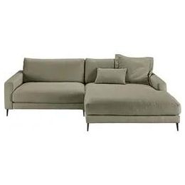 Ecksofa Inosign "Downtown, B/T/H: 272/190/84 cm L-Form" Sofas Gr. B/H/T: 272cm x 84cm x 190cm, Bouclé, Recamiere rechts, grün weicher Sitzkomfort auch in Cord und Bouclé, incl. Zierkissen