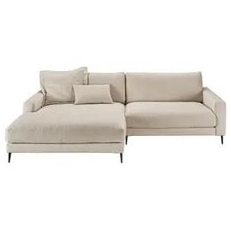 Ecksofa Inosign "Downtown, B/T/H: 272/190/84 cm L-Form" Sofas Gr. B/H/T: 272cm x 84cm x 190cm, Bouclé, Recamiere links, beige (natur) weicher Sitzkomfort auch in Cord und Bouclé, incl. Zierkissen