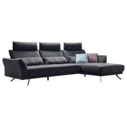 Ecksofa DIE PLANBAR "MP-IN20041 L-Form" Sofas Gr. B/H/T: 285cm x 84cm x 178cm, Velours, Ottomane rechts, mit Sitztiefenverstellung-mit Kopfstützen, grau (anthrazit) optional Sitztiefenverstellung und Kopfstützen