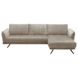 Ecksofa DIE PLANBAR "MP-IN20041 L-Form" Sofas Gr. B/H/T: 285cm x 84cm x 178cm, Velours, Ottomane rechts, ohne Funktion, grau (smoke) optional Sitztiefenverstellung und Kopfstützen