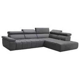 Ecksofa Alina "Mava" Sofas Gr. B/H/T: 324cm x 100cm x 228cm, Kunstleder SOFTLUX, Ottomane rechts, grau (anthrazit gcb 139) Inklusive Rückenlehnenverstellung, in unterschiedlichen Breiten