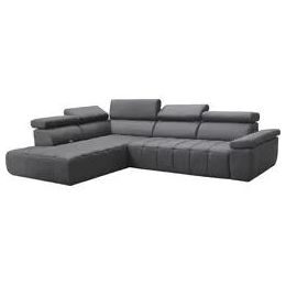 Ecksofa Alina "Mava" Sofas Gr. B/H/T: 298cm x 100cm x 228cm, Kunstleder SOFTLUX, Ottomane links, grau (anthrazit gcb 139) Inklusive Rückenlehnenverstellung, in unterschiedlichen Breiten