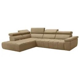 Ecksofa Alina "Mava" Sofas Gr. B/H/T: 298 cm x 100 cm x 228 cm, Kunstleder SOFTLUX, Ottomane links, beige (beige gcb 12) Inklusive Rückenlehnenverstellung, in unterschiedlichen Breiten