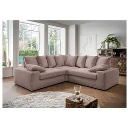 Ecksofa Inosign "Sassari L-Form" Sofas Gr. B/H/T: 236cm x 76cm x 236cm, Cord, Polsterecke 2-Sitzer-Trapezecke-2-Sitzer, rosa