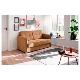 Schlafsofa Inosign "Milano" Sofas Gr. B/H/T: 147cm x 89cm x 87cm, Struktur, 2-Sitzer mit zwei einzeln ausziehbaren Liegefunktionen, gelb (curry) zwei einzeln ausziehbare Liegefunktionen