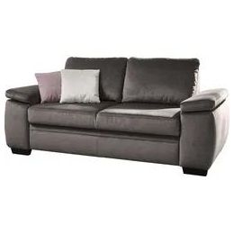 Schlafsofa DIE PLANBAR "MP-PD19021" Sofas Gr. B/H/T: 196cm x 90cm x 100cm, Velours, grau (anthrazit) mit Längsschläferfunktion 140x210 cm