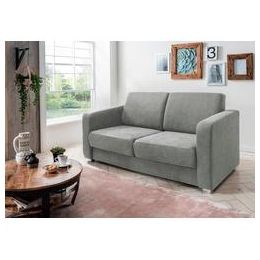 Schlafsofa Inosign "Mia" Sofas Gr. B/H/T: 159cm x 88cm x 87cm, Microfaser, grau (hellgrau)