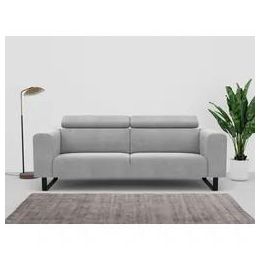 3-Sitzer Andas "Caja" Sofas Gr. B/H/T: 228cm x 82cm x 87cm, silberfarben (silber) mit verstellbaren Kopfstützen und Metallkufen