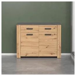 Kommode Home Affaire "Ambres" Sideboards Gr. B/H/T: 116 cm x 91 cm x 35 cm, 2 St., braun (artisan eiche melamin) matte Echtholzoptik, ca. Maße BxH: 116x91 cm, hellbraun, schmal