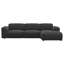 Ecksofa FLEXLUX "Lucera bequem und komfortabel durch hochwertigen Sitzaufbau, L.Form" Sofas Gr. B/H/T: 284cm x 73cm x 171cm, Lederoptik, Chaiselongue rechts, grau (shark grey) modern & anschmiegsam, Kaltschaum, Stahl-Wellenunterfederung