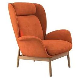 Ohrensessel FLEXLUX "Padova" Sessel Gr. Struktur, B/H/T: 92cm x 99cm x 103cm, orange (burned orange) Stil & Komfort, organische Form, Ledenstütze integriert, Fuß Eiche