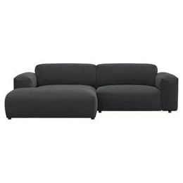 Ecksofa FLEXLUX "Lucera Chaislongue rechts oder links" Sofas Gr. B/H/T: 257cm x 73cm x 171cm, Lederoptik, Chaiselongue links, grau (shark grey) modern & anschmiegsam, Kaltschaum, Stahl-Wellenunterfederung