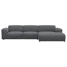 Ecksofa FLEXLUX "Lucera bequem und komfortabel durch hochwertigen Sitzaufbau, L-Form" Sofas Gr. B/H/T: 319cm x 73cm x 171cm, Lederoptik, Chaiselongue rechts, grau (elephant grey) modern & anschmiegsam, Kaltschaum, Stahl-Wellenunterfederung