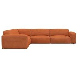 Ecksofa FLEXLUX "Lucera, super bequem durch hochwertigen Sitzaufbau mit Kaltschaum" Sofas Gr. B/H/T: 319cm x 73cm x 285cm, Struktur, Schenkel links, orange (burned orange) modern & anschmiegsam, L-Form, Designsofa