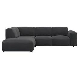 Ecksofa FLEXLUX "Lucera, super bequem durch hochwertigen Sitzaufbau mit Kaltschaum" Sofas Gr. B/H/T: 256cm x 73cm x 231cm, Lederoptik, Ottomane rechts, grau (shark grey) modern & anschmiegsam, L-Form, Designsofa