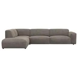 Ecksofa FLEXLUX "Lucera, super bequem durch hochwertigen Sitzaufbau mit Kaltschaum" Sofas Gr. B/H/T: 321cm x 73cm x 231cm, Struktur, Ottomane links, braun (taupe brown) modern & anschmiegsam, L-Form, Designsofa