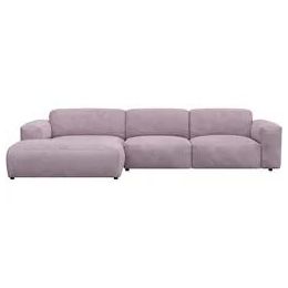 Ecksofa FLEXLUX "Lucera bequem und komfortabel durch hochwertigen Sitzaufbau, L-Form" Sofas Gr. B/H/T: 319cm x 73cm x 171cm, Struktur, Chaiselongue links, lila (soft lavender) modern & anschmiegsam, Kaltschaum, Stahl-Wellenunterfederung