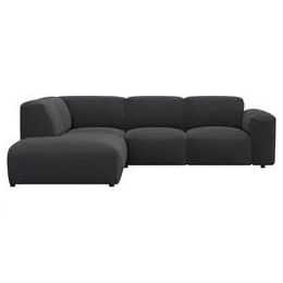 Ecksofa FLEXLUX "Lucera, super bequem durch hochwertigen Sitzaufbau mit Kaltschaum" Sofas Gr. B/H/T: 256cm x 73cm x 231cm, Lederoptik, Ottomane rechts, schwarz (gorilla black) modern & anschmiegsam, L-Form, Designsofa