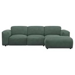 Ecksofa FLEXLUX "Lucera Chaislongue rechts oder links" Sofas Gr. B/H/T: 251cm x 73cm x 171cm, Struktur, Chaiselongue rechts, grün (dusty green) modern & anschmiegsam, Kaltschaum, Stahl-Wellenunterfederung