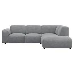 Ecksofa FLEXLUX "Lucera, super Sitzkomfort durch Kaltschaum im Sitz, L-Form" Sofas Gr. B/H/T: 256cm x 73cm x 231cm, Struktur, Chaiselongue links, grau (soft grau) modern & anschmiegsam, Designsofa, modernes skandinavisches Design