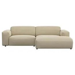 Ecksofa FLEXLUX "Lucera Chaislongue rechts oder links" Sofas Gr. B/H/T: 257cm x 73cm x 171cm, Chenille, Chaiselongue rechts, beige (sandy beige) modern & anschmiegsam, Kaltschaum, Stahl-Wellenunterfederung