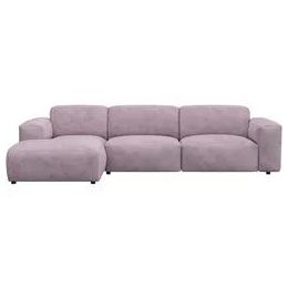 Ecksofa FLEXLUX "Lucera bequem und komfortabel durch hochwertigen Sitzaufbau, L.Form" Sofas Gr. B/H/T: 284cm x 73cm x 171cm, Struktur, Chaiselongue links, lila (soft lavender) modern & anschmiegsam, Kaltschaum, Stahl-Wellenunterfederung