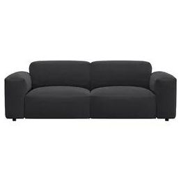 2,5-Sitzer FLEXLUX "Lucera Sofa, super bequem durch hochwertigen Sitzaufbau mit Kaltschaum" Sofas Gr. B/H/T: 219cm x 73cm x 102cm, Lederoptik, schwarz (gorilla black) modern & anschmiegsam, Designsofa