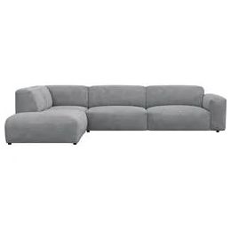 Ecksofa FLEXLUX "Lucera, super bequem durch hochwertigen Sitzaufbau mit Kaltschaum" Sofas Gr. B/H/T: 321cm x 73cm x 231cm, Struktur, Ottomane links, grau (soft grau) modern & anschmiegsam, L-Form, Designsofa