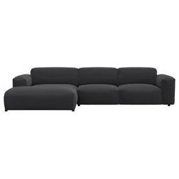 Ecksofa FLEXLUX "Lucera bequem und komfortabel durch hochwertigen Sitzaufbau, L-Form" Sofas Gr. B/H/T: 319cm x 73cm x 171cm, Lederoptik, Chaiselongue links, schwarz (gorilla black) modern & anschmiegsam, Kaltschaum, Stahl-Wellenunterfederung