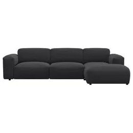 Ecksofa FLEXLUX "Lucera bequem und komfortabel durch hochwertigen Sitzaufbau, L.Form" Sofas Gr. B/H/T: 284cm x 73cm x 171cm, Lederoptik, Chaiselongue rechts, schwarz (gorilla black) modern & anschmiegsam, Kaltschaum, Stahl-Wellenunterfederung