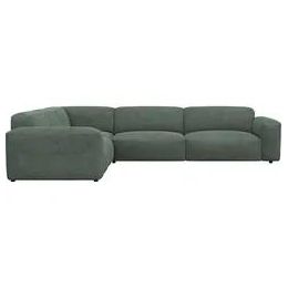 Ecksofa FLEXLUX "Lucera, super bequem durch hochwertigen Sitzaufbau mit Kaltschaum" Sofas Gr. B/H/T: 319cm x 73cm x 285cm, Struktur, Schenkel links, grün (dusty green) modern & anschmiegsam, L-Form, Designsofa