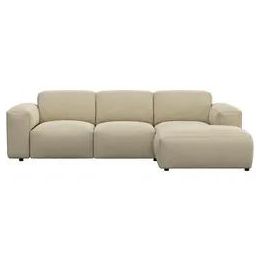 Ecksofa FLEXLUX "Lucera Chaislongue rechts oder links" Sofas Gr. B/H/T: 251cm x 73cm x 171cm, Chenille, Chaiselongue rechts, beige (sandy beige) modern & anschmiegsam, Kaltschaum, Stahl-Wellenunterfederung