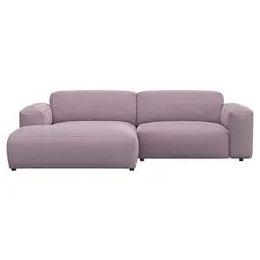 Ecksofa FLEXLUX "Lucera Chaislongue rechts oder links" Sofas Gr. B/H/T: 257cm x 73cm x 171cm, Struktur, Chaiselongue links, lila (soft lavender) modern & anschmiegsam, Kaltschaum, Stahl-Wellenunterfederung